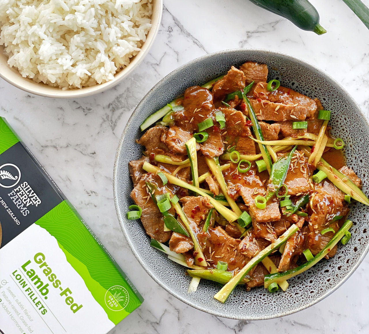 Cumin Lamb Loin Fillets with Cucumber and Spring Onion | Silver Fern Farms